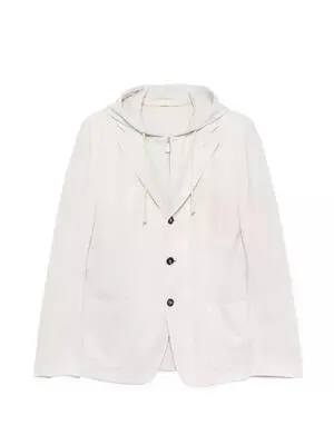 Eleventy Hooded Single-breasted Jacket - Neutrals