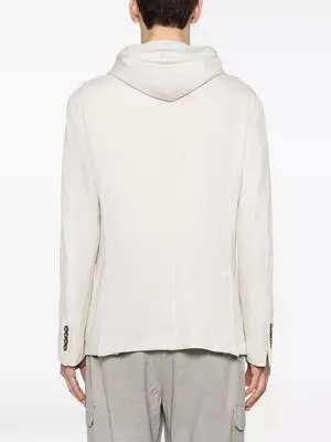 Eleventy Hooded Single-breasted Jacket - Neutrals