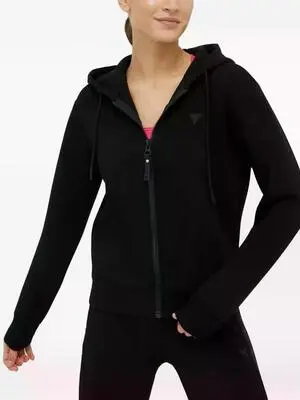 Guess Logo Detail Zip Hoodie - Black
