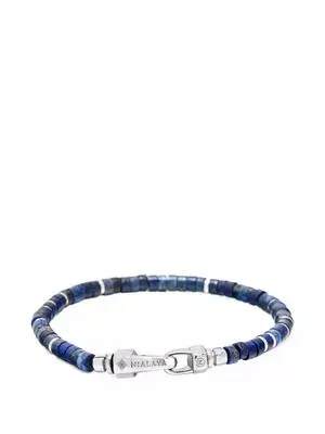 NIALAYA JEWELRY Lapis Lazuli Beaded Bracelet With -tone Clasp - Silver