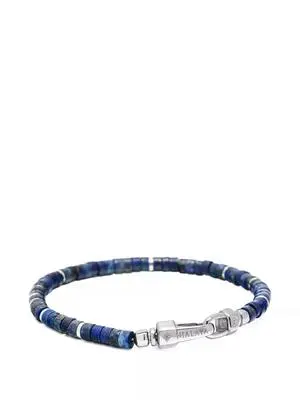 NIALAYA JEWELRY Lapis Lazuli Beaded Bracelet With -tone Clasp - Silver