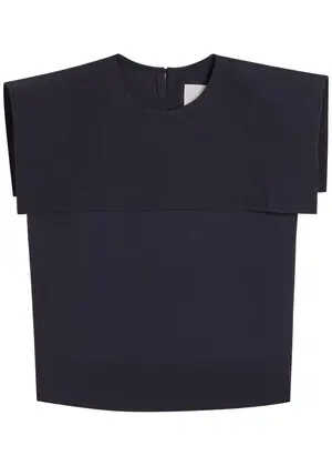 LES VACANCES D'IRINA Puritan Textured Cotton Top - Navy