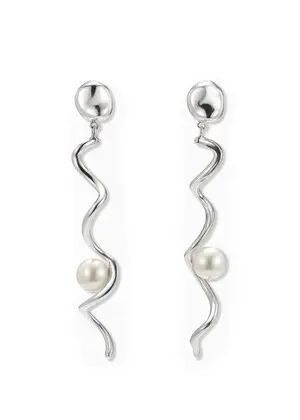 Agmes Sterling And Pearl Drop Earrings - Silver
