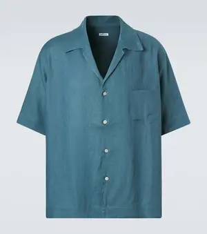 Kiton Linen Bowling Shirt - Blue