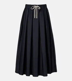Max Mara Pineta Pleated Cotton Midi Skirt