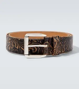 Our Legacy 40mm Paisley Leather Belt - Brown