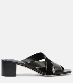 TOD'S Leather Mules With Contrast Stitching - Black