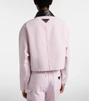 Prada Cotton Canvas Jacket With Leather Collar