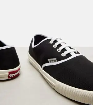 Prada Canvas Lace-up Round Toe Sneakers
