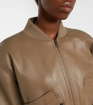 Chloé Cropped Leather Bomber Jacket - Brown