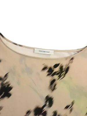 INTO THE EAST Silk Blouse With Bell Sleeves And Botanical Print