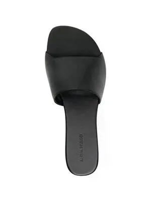Amina Muaddi Bianca Debossed Logo Sandals - Black
