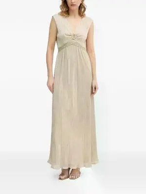 MORGAN Ring Detail V-neck Maxi Dress - Neutrals