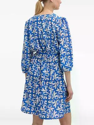 MORGAN V-neck Printed Mini Dress With Tie Belt