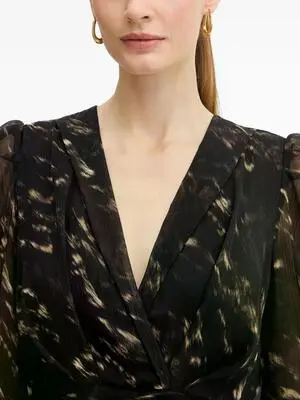 MORGAN V-neck Puff Sleeve Midi Dress