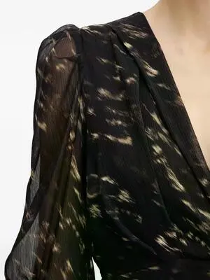 MORGAN V-neck Puff Sleeve Midi Dress