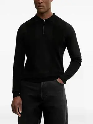 Karl Lagerfeld Zip-knitted Polo Shirt - Black