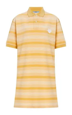 Prada Striped Cotton Pique Mini Dress - Yellow