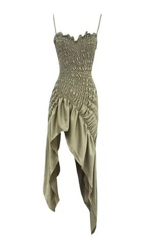 GEORGIA HARDINGE Eternal Shirred Satin Dress - Khaki