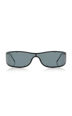Saint Laurent Rimless Shield Metal Sunglasses - Black