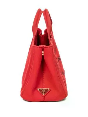 Prada Logo Print Top Handle Bag - Red