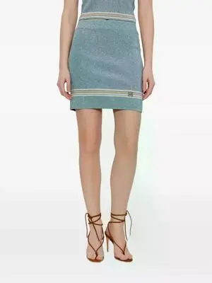 Amiri Ribbed Knit Mini Skirt With Ma Stripe Detail - Blue