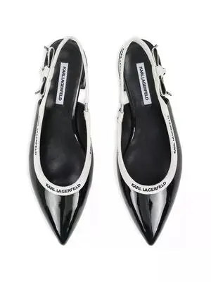 Karl Lagerfeld Pointed-toe Slingback Pumps With Bow Detail