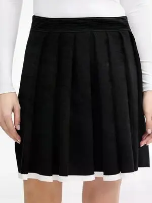 Karl Lagerfeld Ribbed-trim Pleated Mini Skirt - Black
