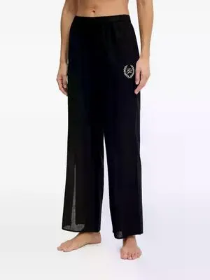 Karl Lagerfeld Embroidered Straight-leg Trousers - Black