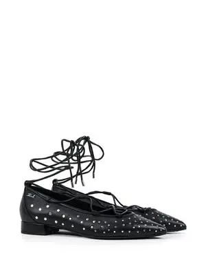 Karl Lagerfeld Studded Lace-up Ballet Flats