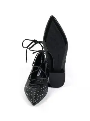 Karl Lagerfeld Studded Lace-up Ballet Flats