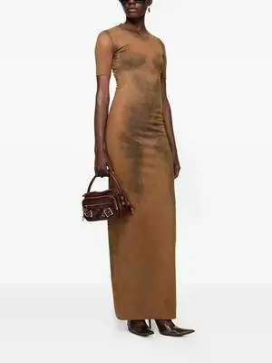 Acne Studios Faux Suede Trompe-l’œil Print Maxi Dress