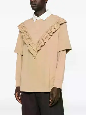 Simone Rocha Ruffled-detail Polo Shirt - Neutrals