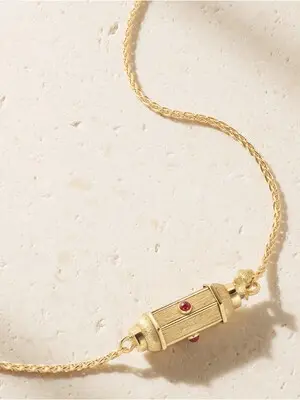 MARIE LICHTENBERG 18-karat Gold Ruby Locket Necklace - Red