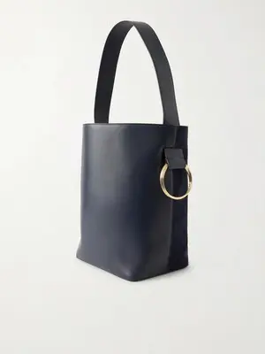 Victoria Beckham Dia Leather And Suede Bucket Bag - Blue