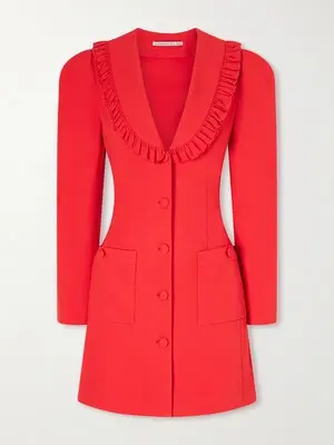 Alessandra Rich Ruffled Collar Mini Dress - Red