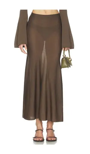 LOVERS AND FRIENDS Paisleigh Knit Midi Skirt - Brown