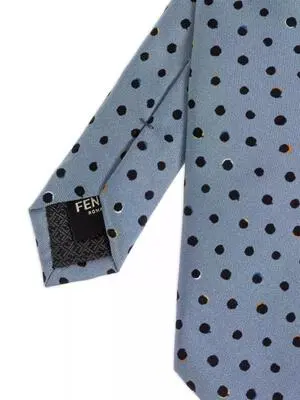 Fendi Polka Dot Silk Neck Tie - Blue