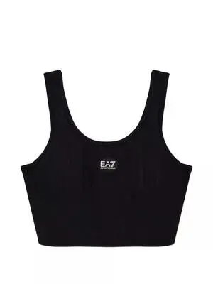EA7 Logo-detail Ribbed Top - Black