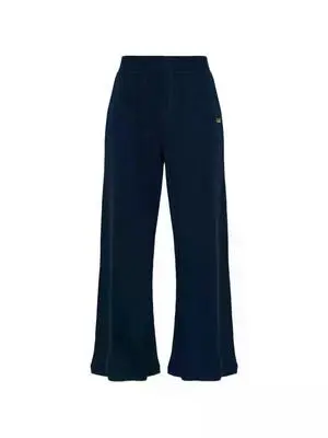 EA7 Ribbed Logo-plaque Wide Leg Track Pants - Blue