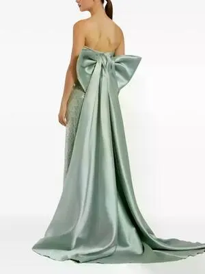 Mac Duggal Strapless Sequin Maxi Dress With Bow Back Detail