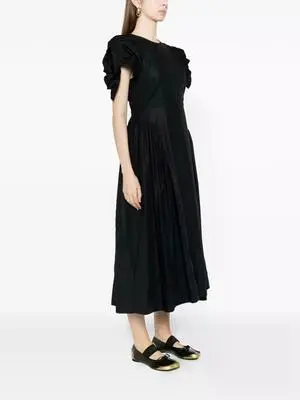 Simone Rocha Rose Puff-sleeve Midi Dress - Black
