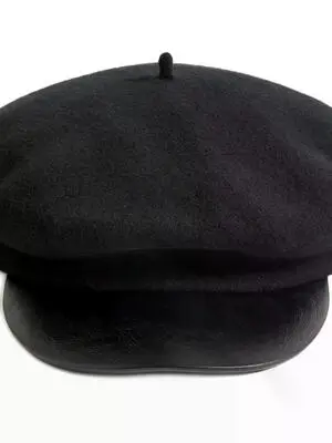 Valentino Garavani Vlogo Signature Wool Beret With Leather Visor
