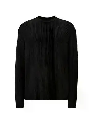 C.P. COMPANY Logo Patch Crew Neck Sweater - Black