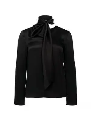 Alberta Ferretti Satin Long Sleeve Blouse With Tie Detail
