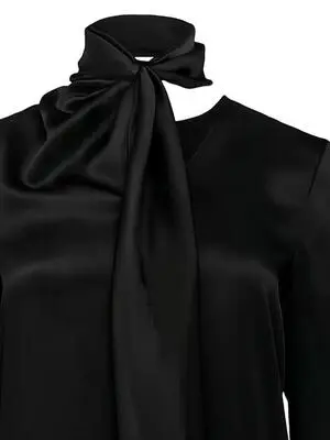 Alberta Ferretti Satin Long Sleeve Blouse With Tie Detail