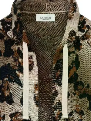 LANEUS Leopard-print Hooded Cardigan