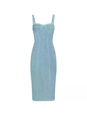 Dolce & Gabbana Square Neck Sleeveless Midi Dress - Blue