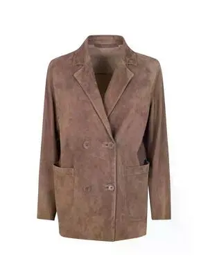 SALVATORE SANTORO Leather Double-breasted Jacket