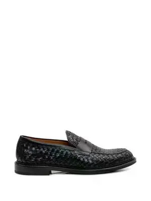 DOUCAL'S Woven Penny Loafers - Black